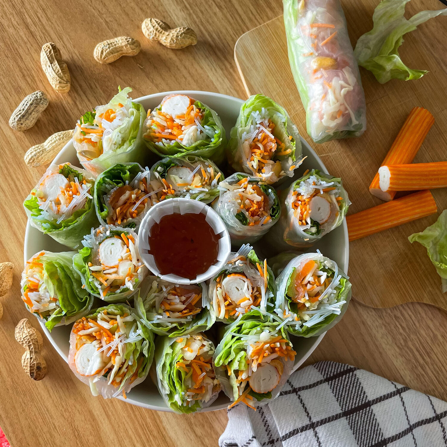 Rouleaux de printemps version : saumon fumé ou surimi