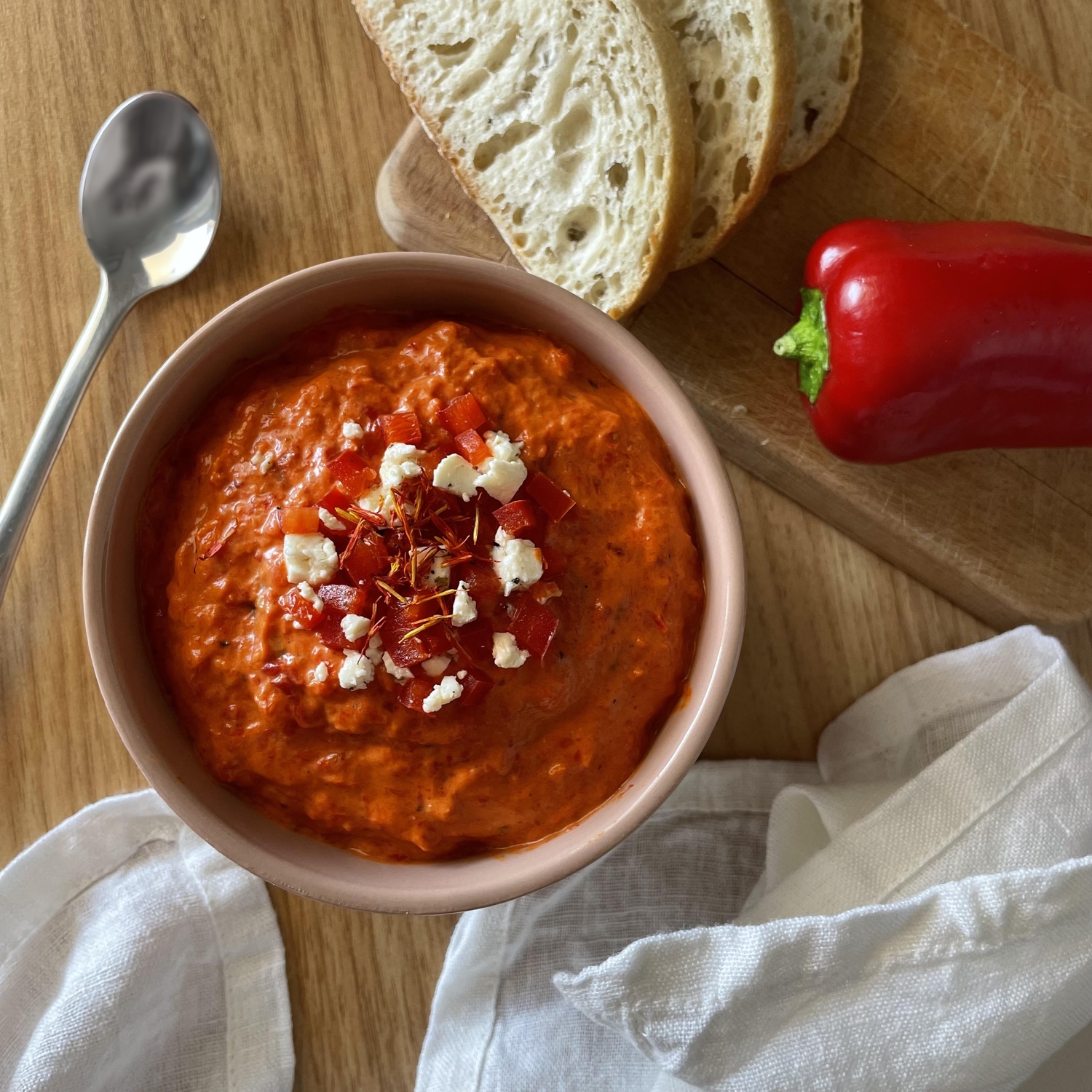 Sauce poivron, chèvre frais